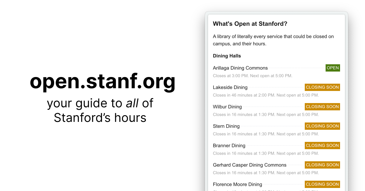What's Open at Stanford?